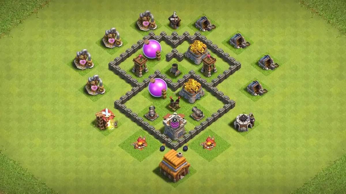 TH4 Farming Base #3 - Anti 3 Star Layout with Copy Link (2026)